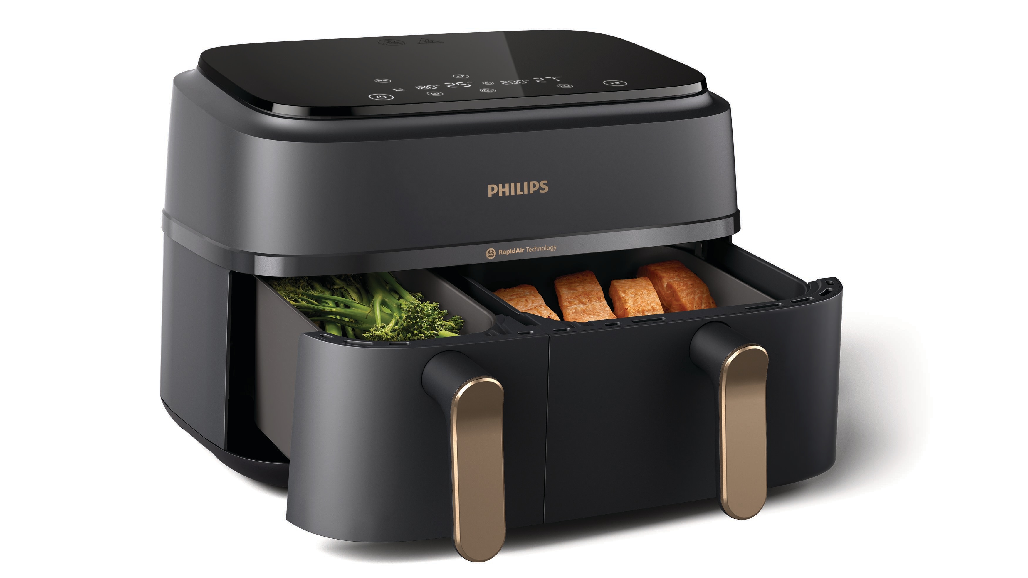 Doppelte Power: Der Philips Airfryer 3000 Series Dual Basket bringt Multitasking in die Küche ...